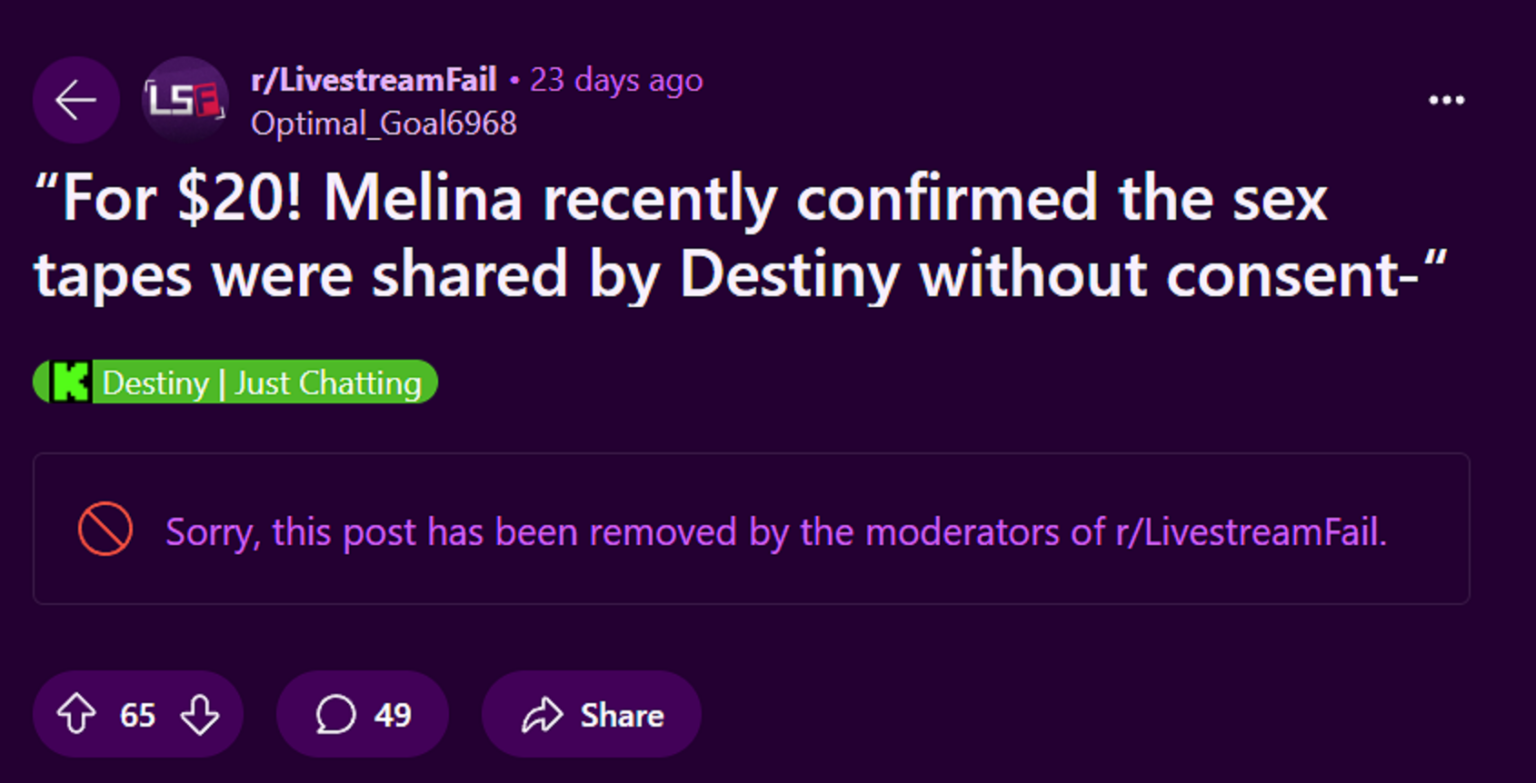 HasanAbi Alleges LSF Mod To Be Destiny Fan After Posts Were Removed ...