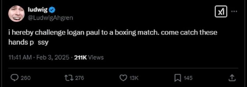 “Catch These Hands Pu**y”: Ludwig Challenges Logan Paul to Boxing Match ...