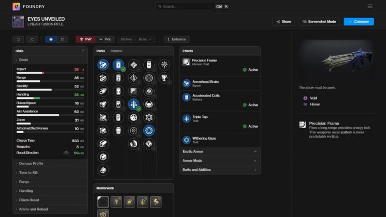 Destiny 2 Eyes Unveiled: How To Get and PvE & PvP God Roll Guide ...