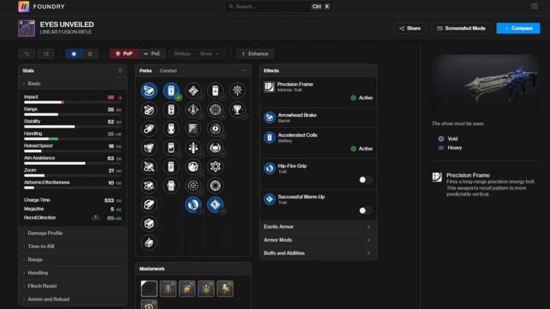 Destiny 2 Eyes Unveiled: How To Get and PvE & PvP God Roll Guide ...