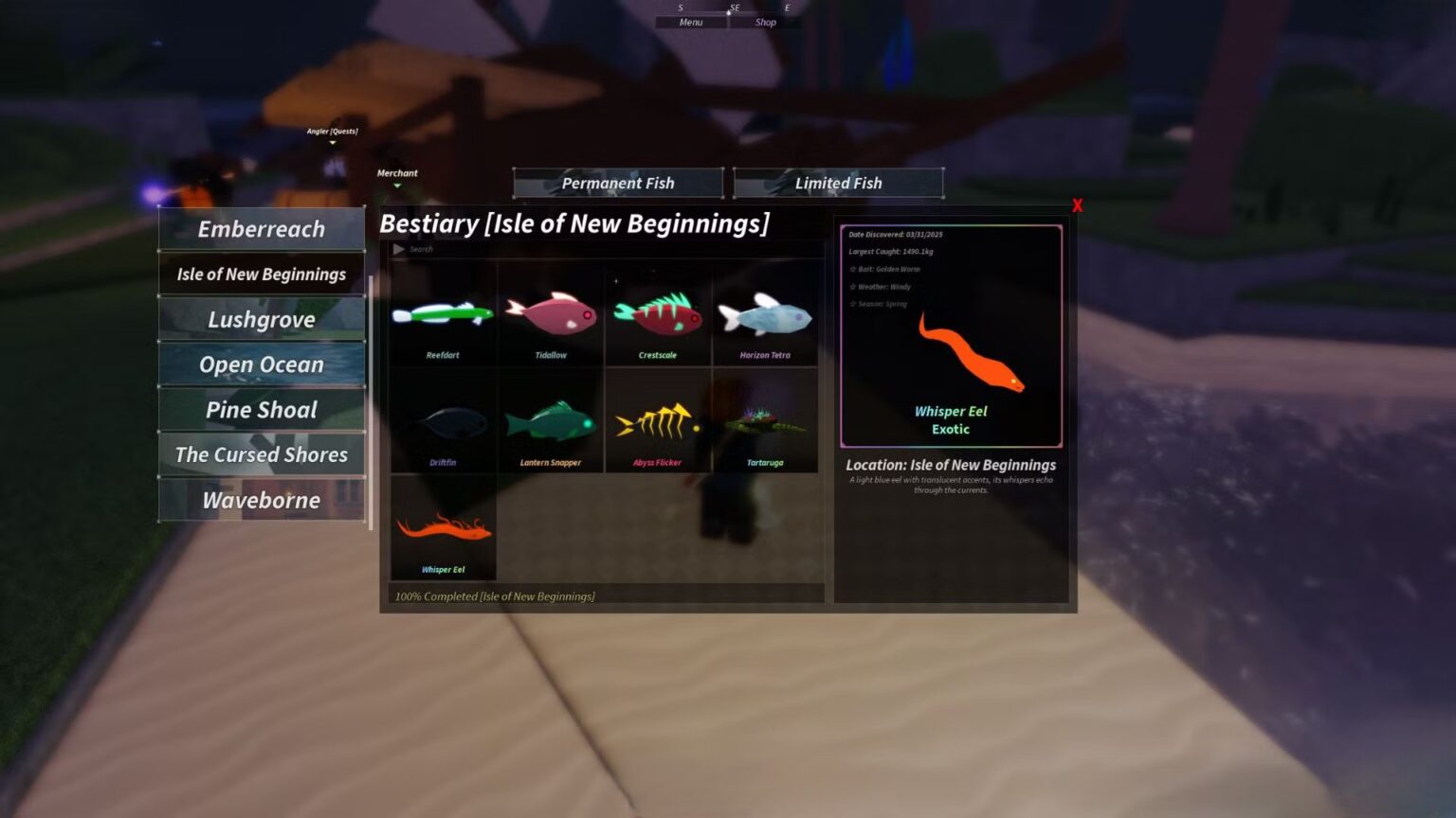 Fisch Roblox Guide: How To Complete Isle of New Beginnings Bestiary - Deltia's Gaming