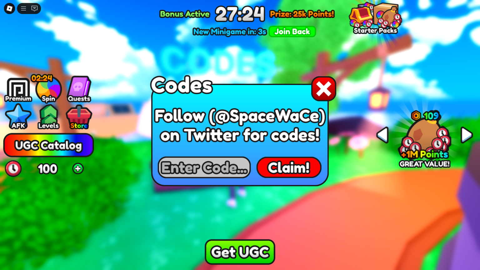Play For UGC Codes (April 2026) - Deltia's Gaming