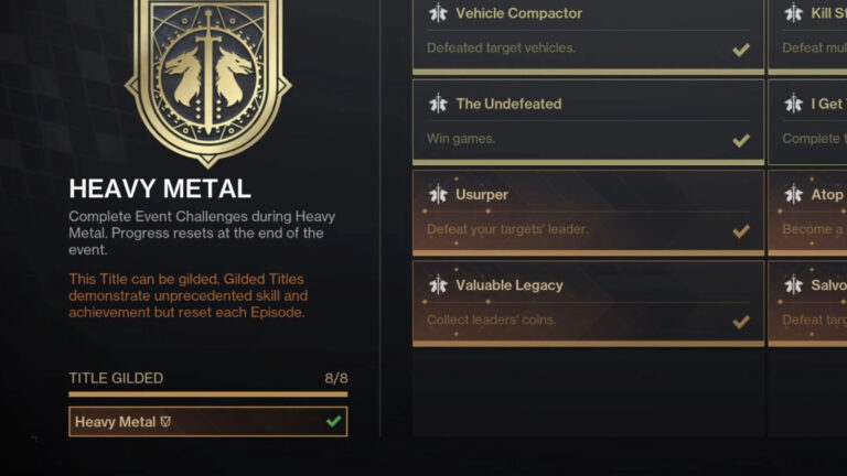 Destiny 2: Heavy Metal Title Gilding Guide - Deltia's Gaming