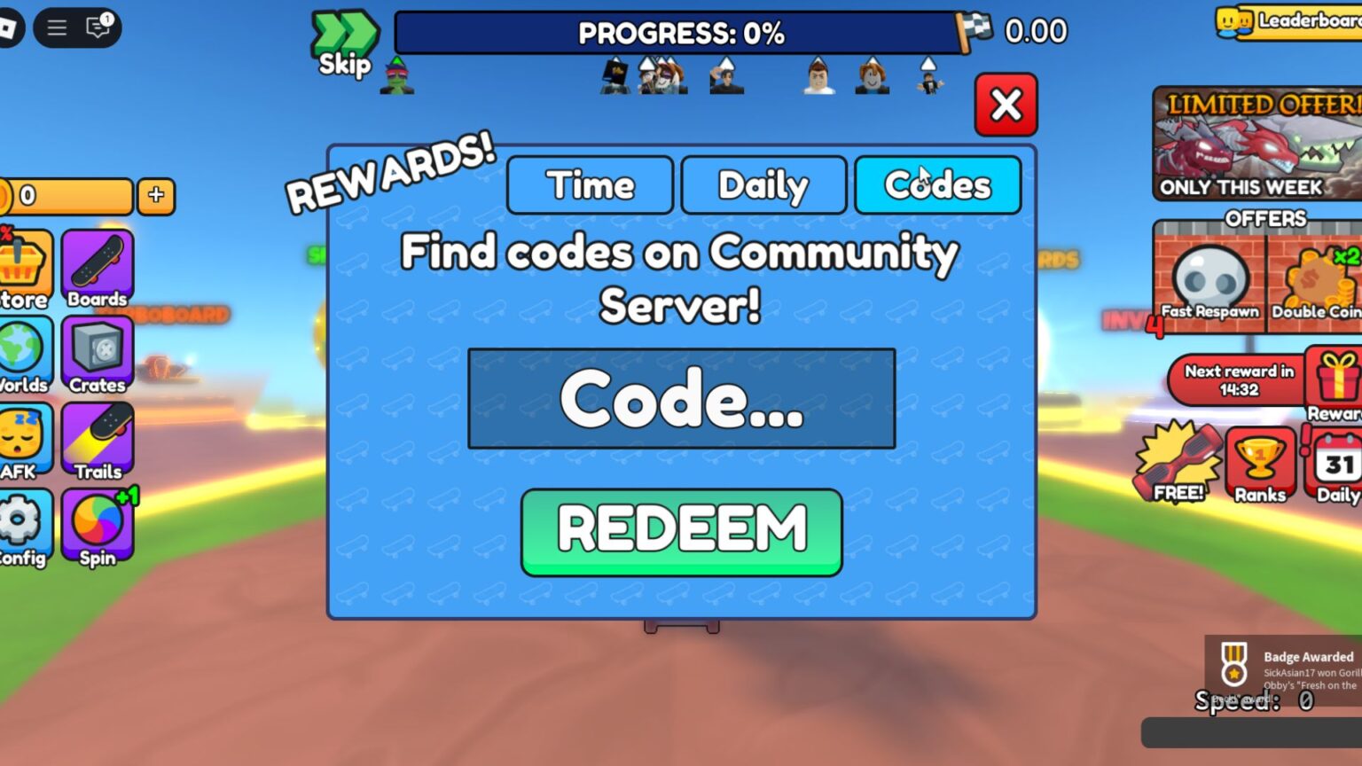 Skateboard Obby Codes (March 2026) - Deltia's Gaming