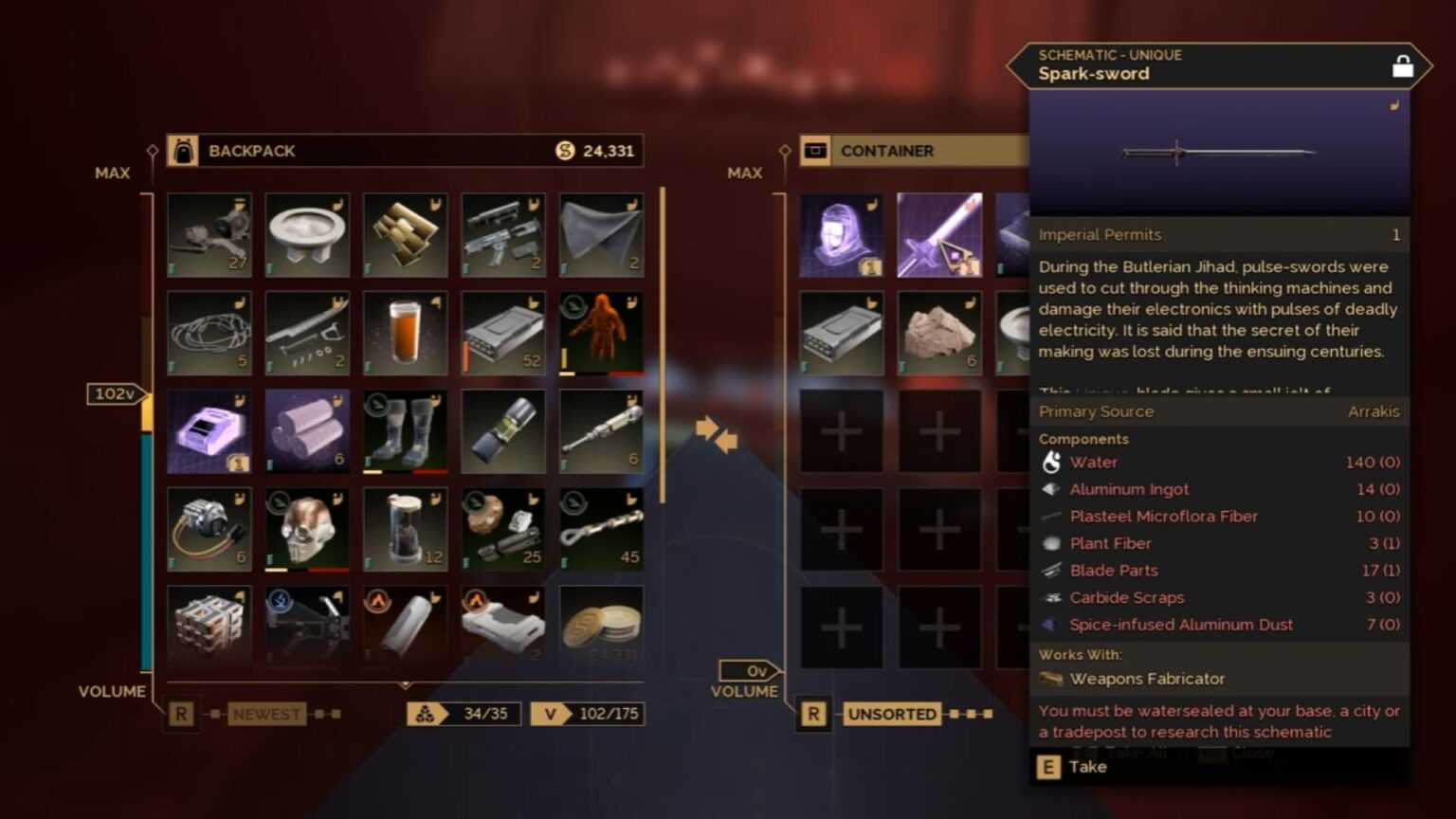 How To Get Spark Sword Schematic in Dune Awakening - Deltia's Gaming
