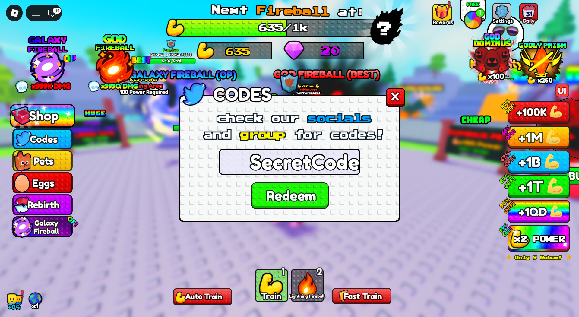 Fireball Training Codes (December 2025) - Deltia's Gaming