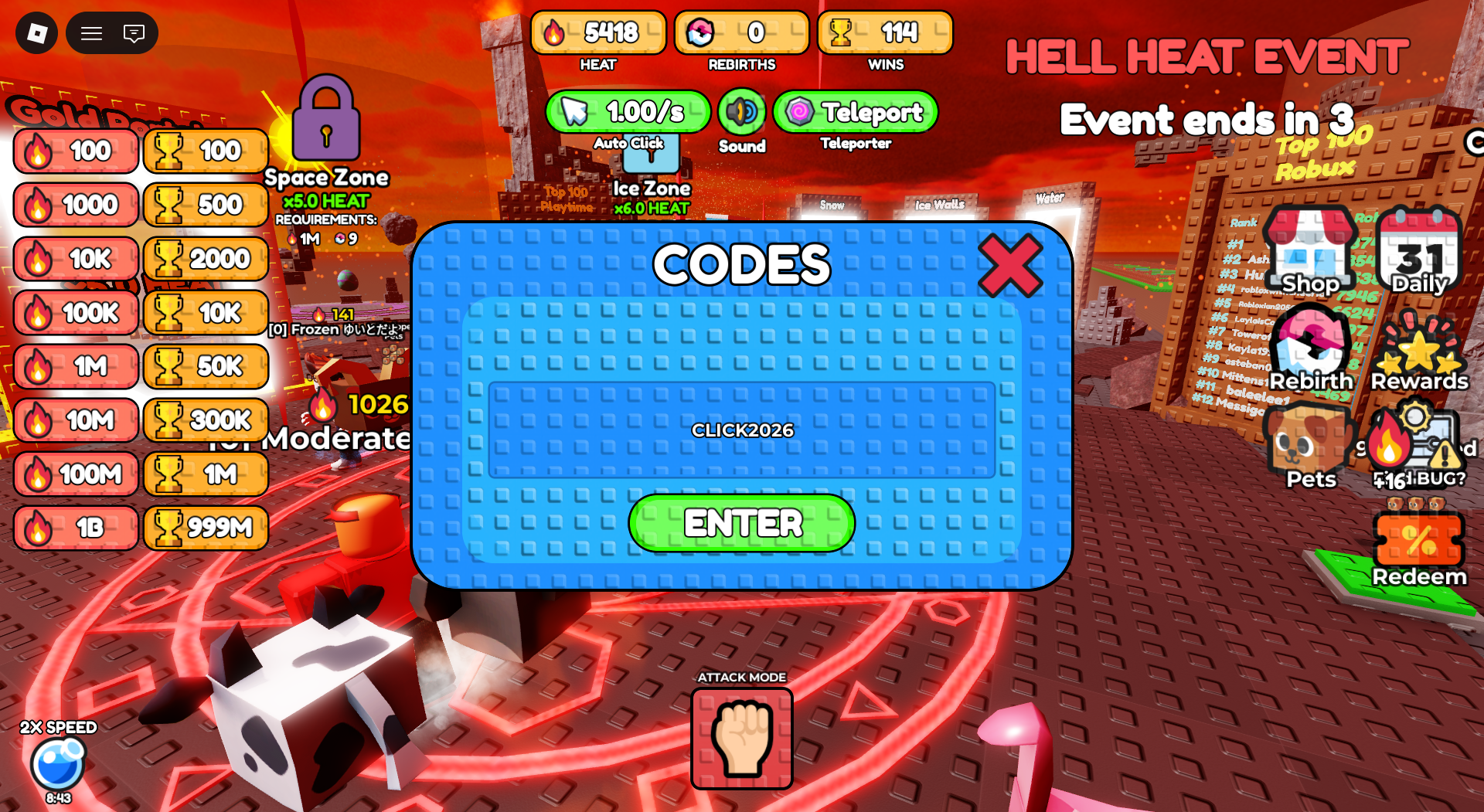 1 Click = 1 Heat Codes (May 2026) - Deltia's Gaming