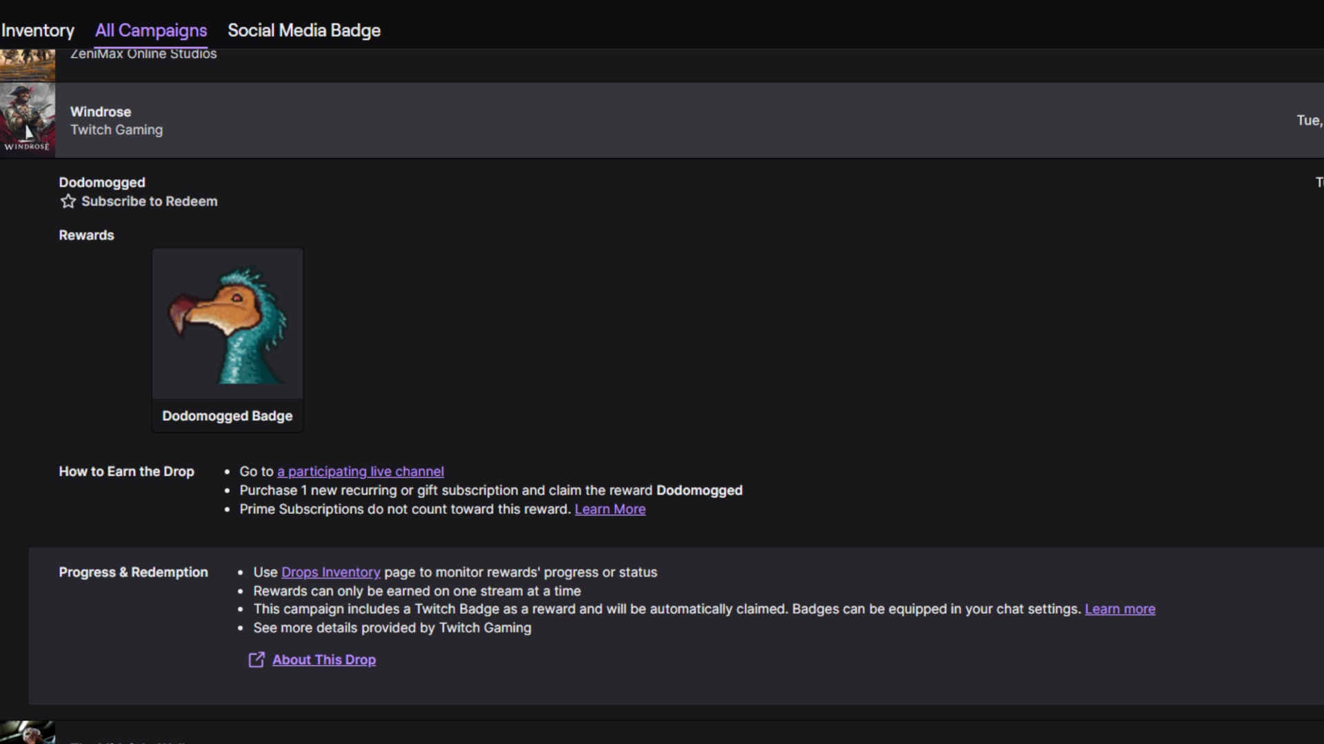 Windrose Twitch Drops: How To Get Dodo Badge - Deltia's Gaming